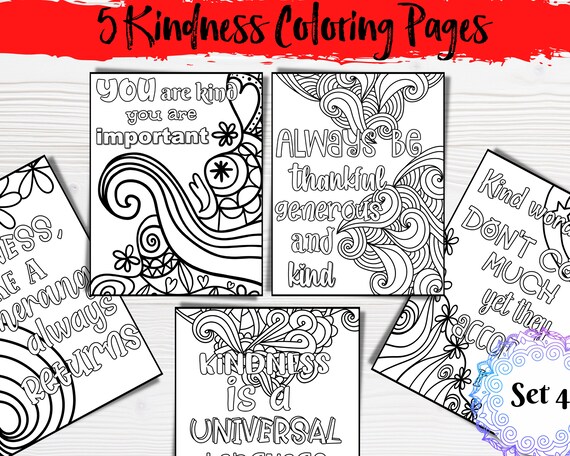 Positive Coloring Pages for Kids/ Kindness Coloring - Etsy