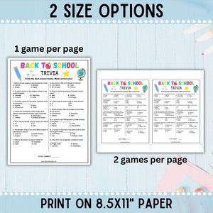Back to School Trivia Game, First Day of School Activity, Back to ...