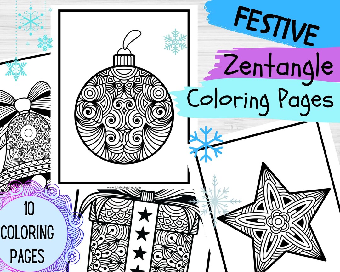 Zentangle Christmas Coloring Pages/ Zentangle Activities for Kids ...