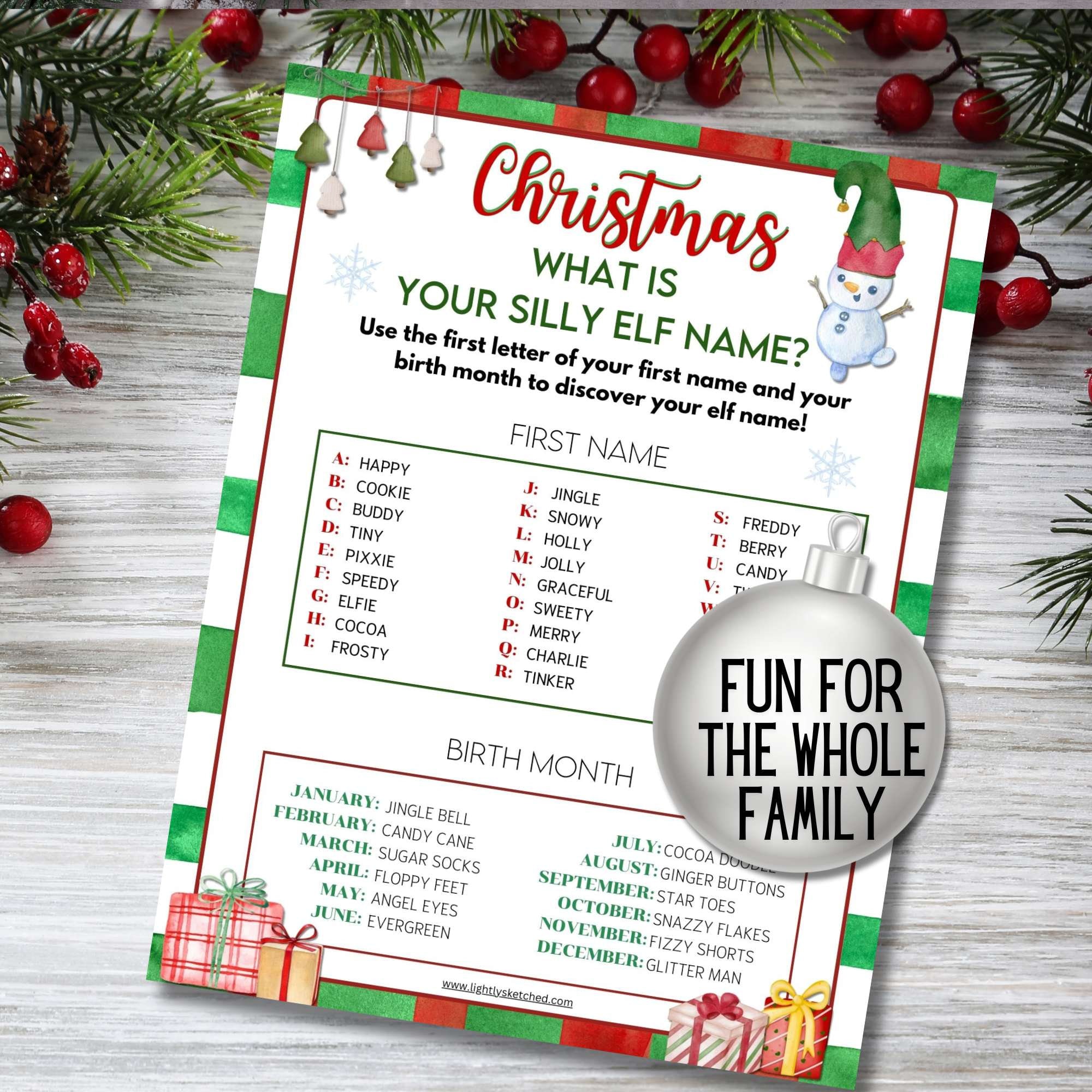 Christmas Game Printable, What is Your Silly Elf Name, Christmas Game ...