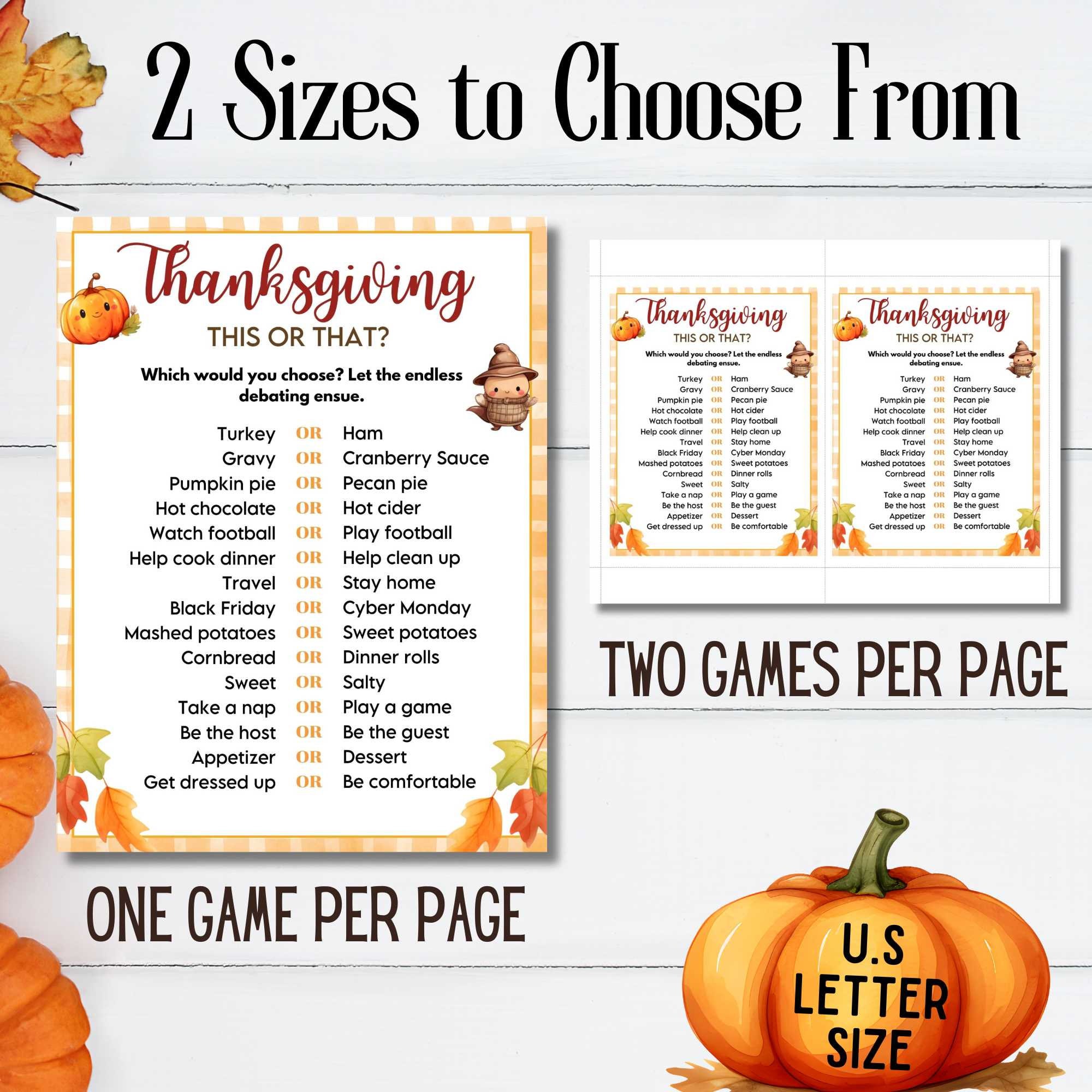 Thanksgiving Trivia Game, Thanksgiving This or That, Turkey Trivia Game ...