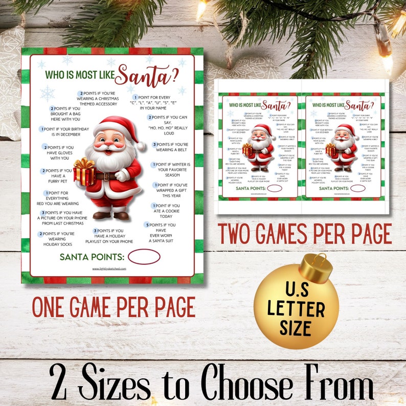 Who is Most Like Santa, Christmas Game Printable, 2023 Christmas Game ...