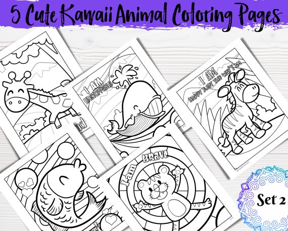 Motivational Quotes Coloring Pages/kawaii Animal Coloring - Etsy