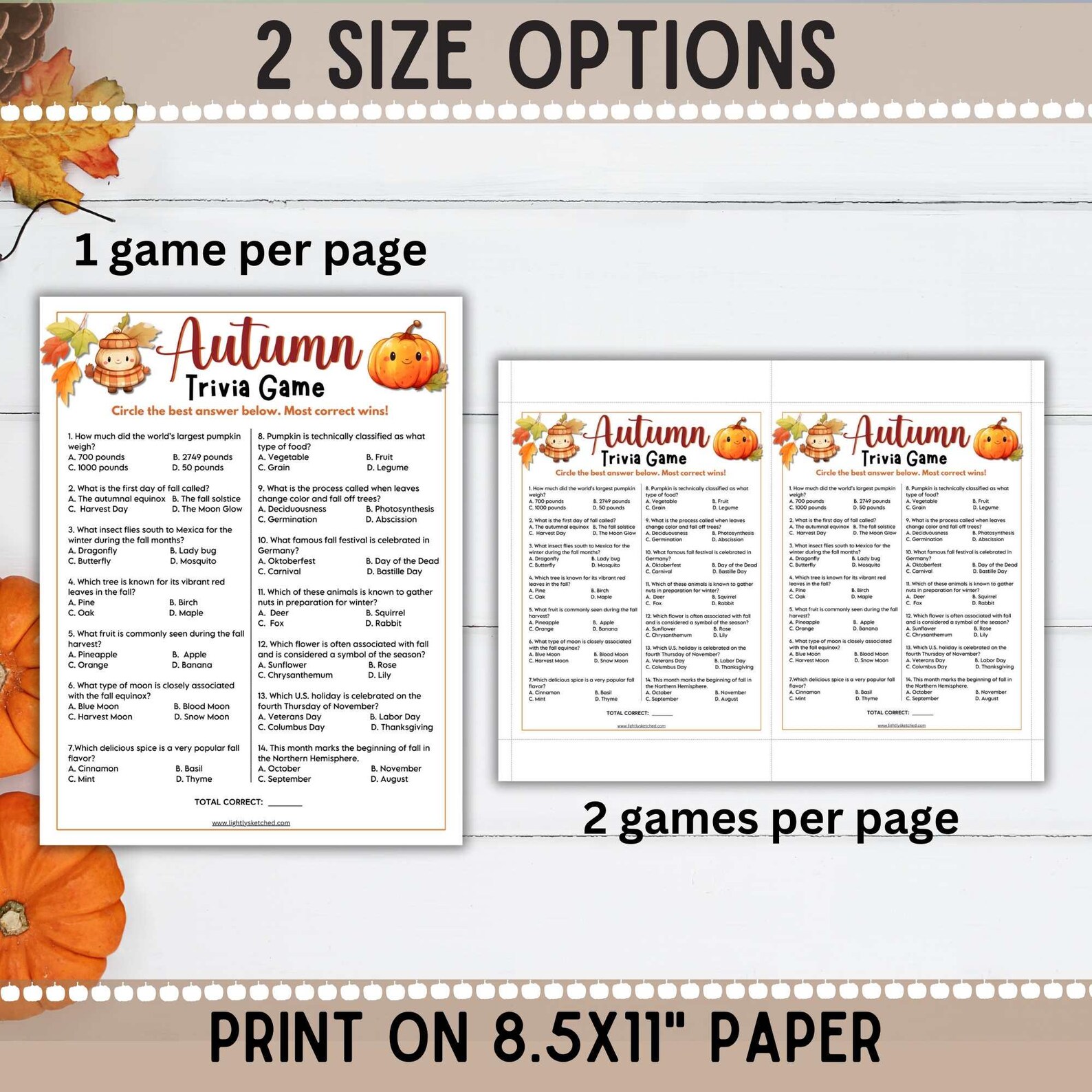 Fall Trivia Game | Printable Autumn Games | Autumn Game for Adults ...