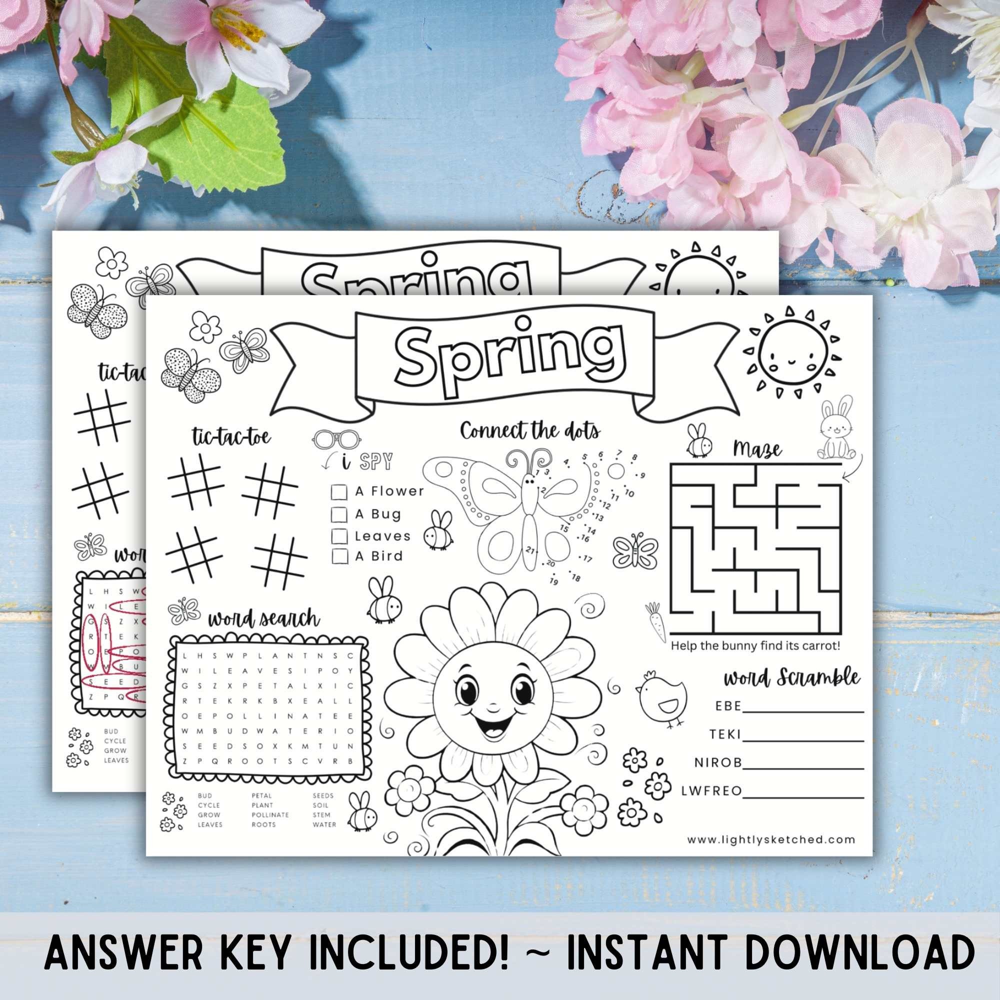 Spring Activity Sheet, Spring Placemat, Spring Activity, Spring ...