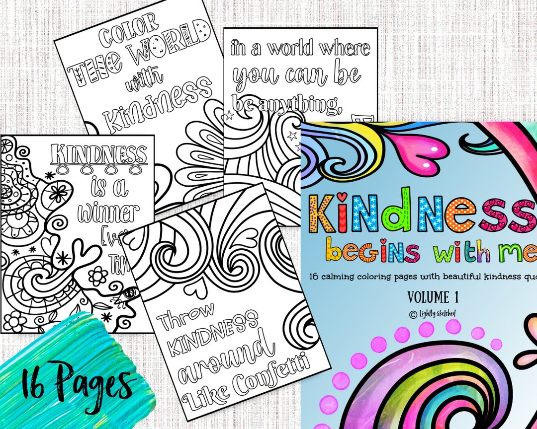 Kindness Coloring Pages for Kids/kindness Quotes/ Digital/instant ...
