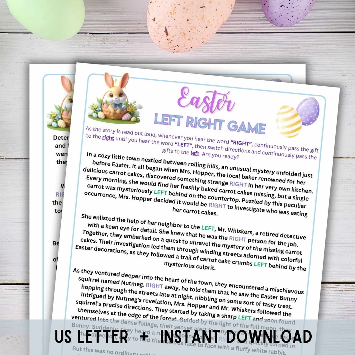 Easter Games Printable, Easter Left Right Game, Easter Activity for ...