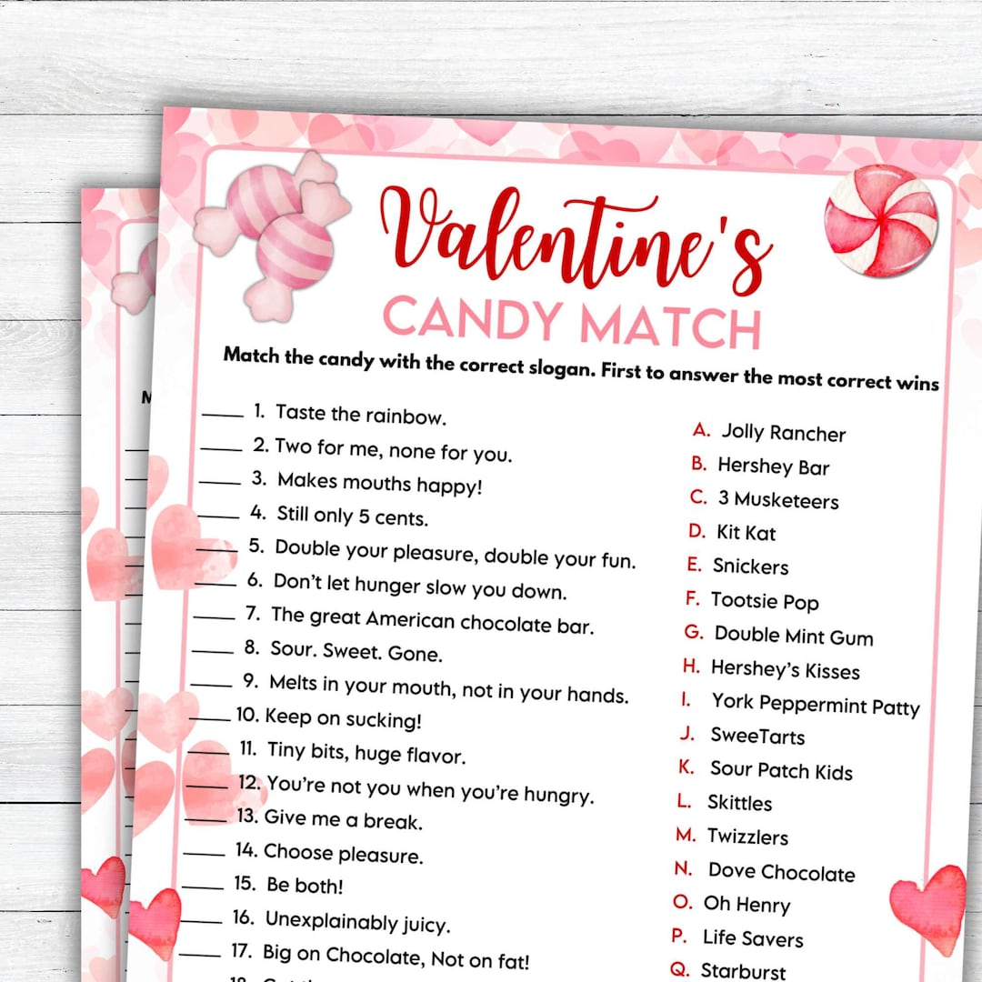 Valentine’s Day Candy Match, Candy Match Game, Valentine's Day Party ...
