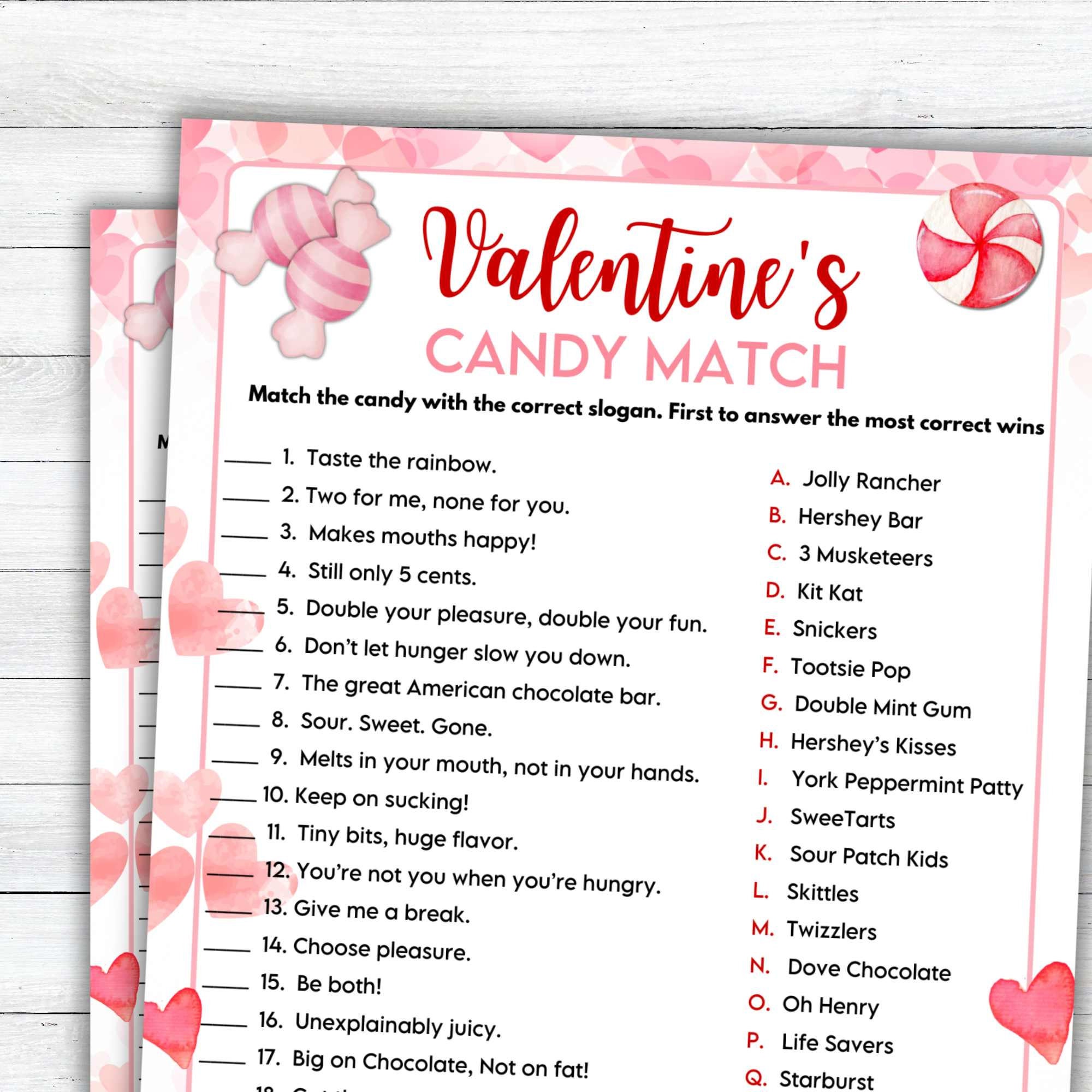 Valentine’s Day Candy Match, Candy Match Game, Valentine's Day Party ...