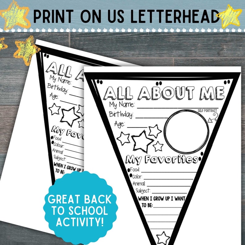 All About Me Banner First Day of School Printable Back to School ...