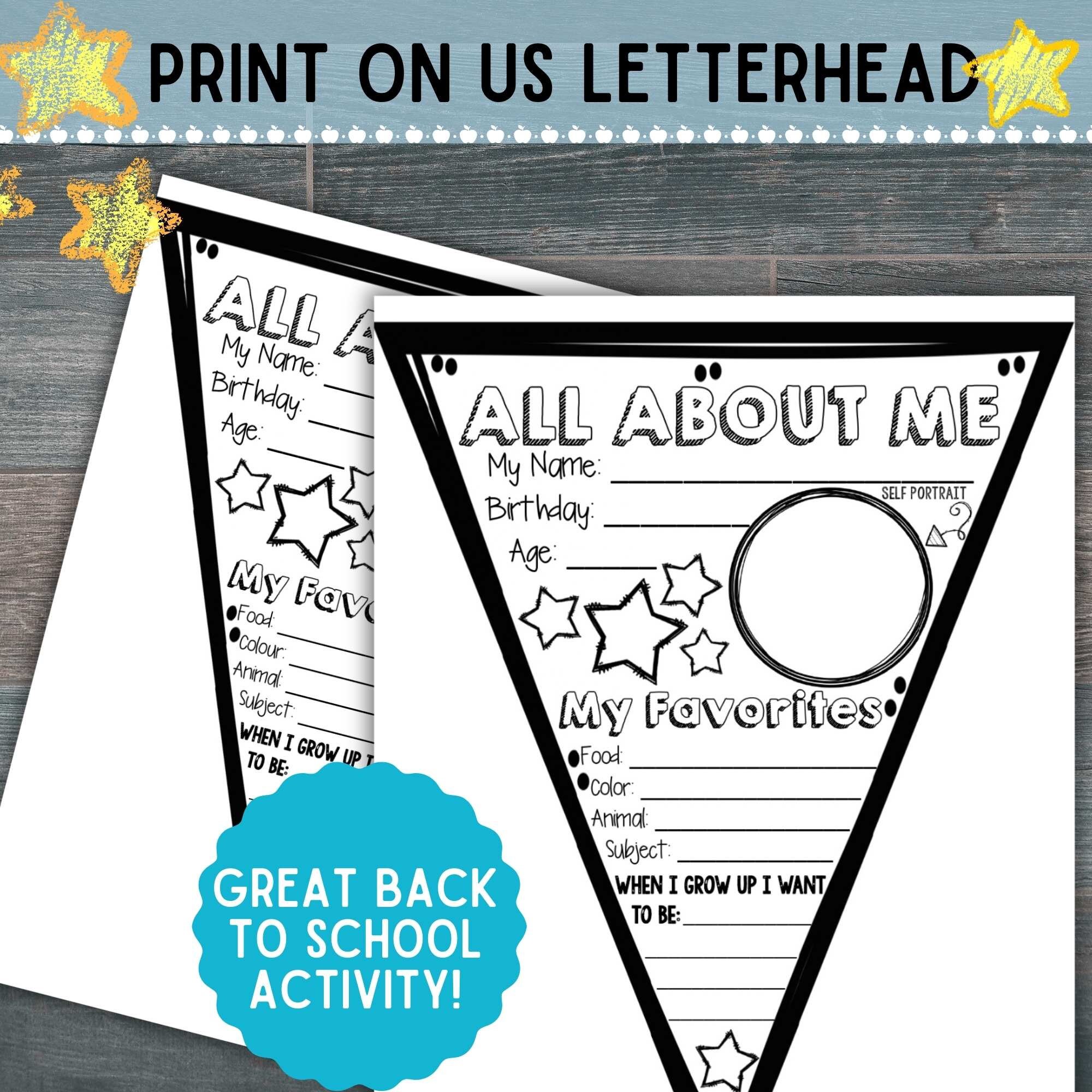 All About Me Banner First Day of School Printable Back to School ...