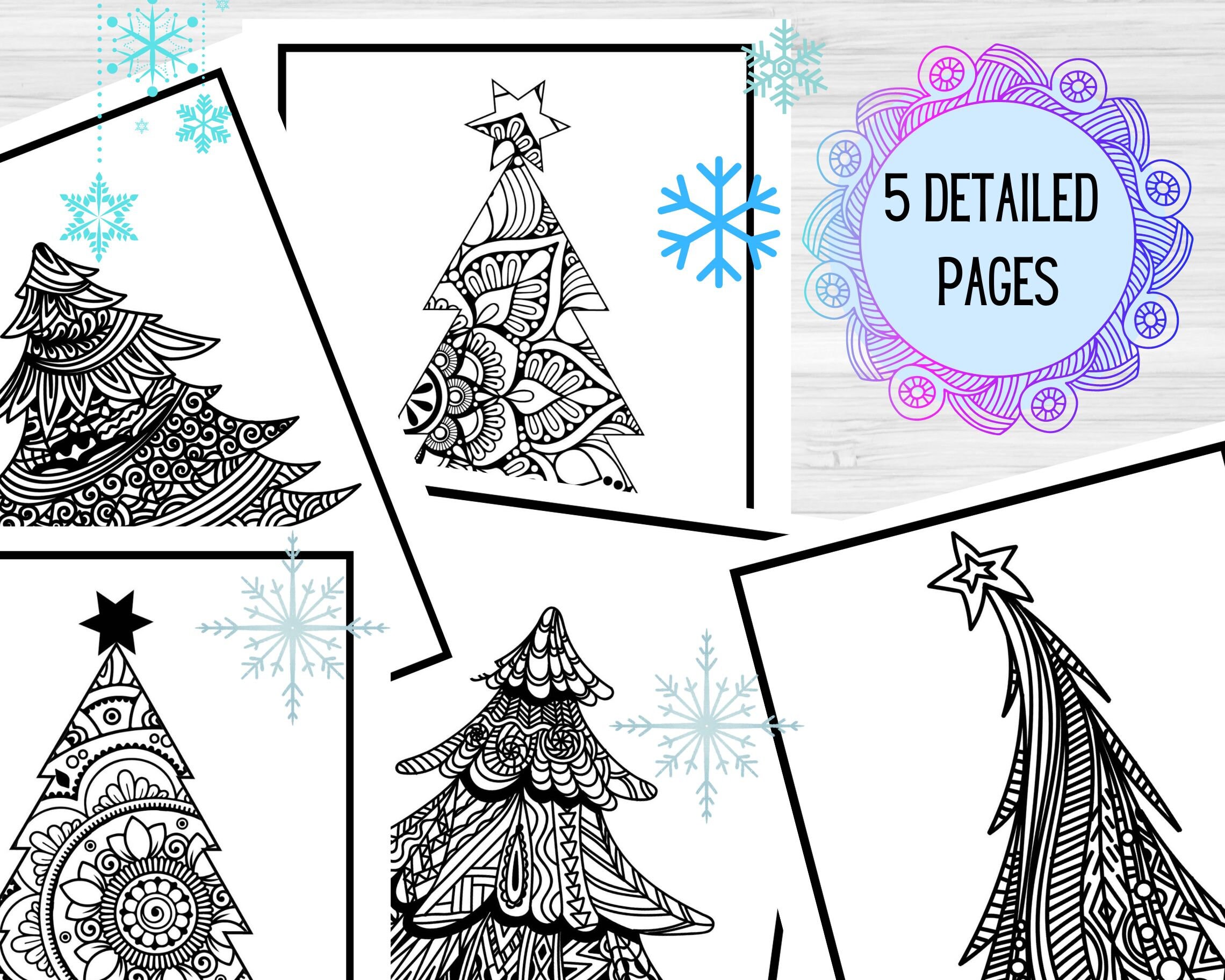Christmas Tree Zentangle Coloring Pages/zentangle Activities for Kids ...