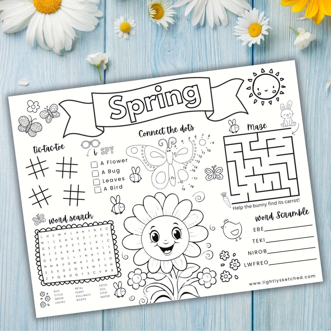 Spring Activity Sheet, Spring Placemat, Spring Activity, Spring ...