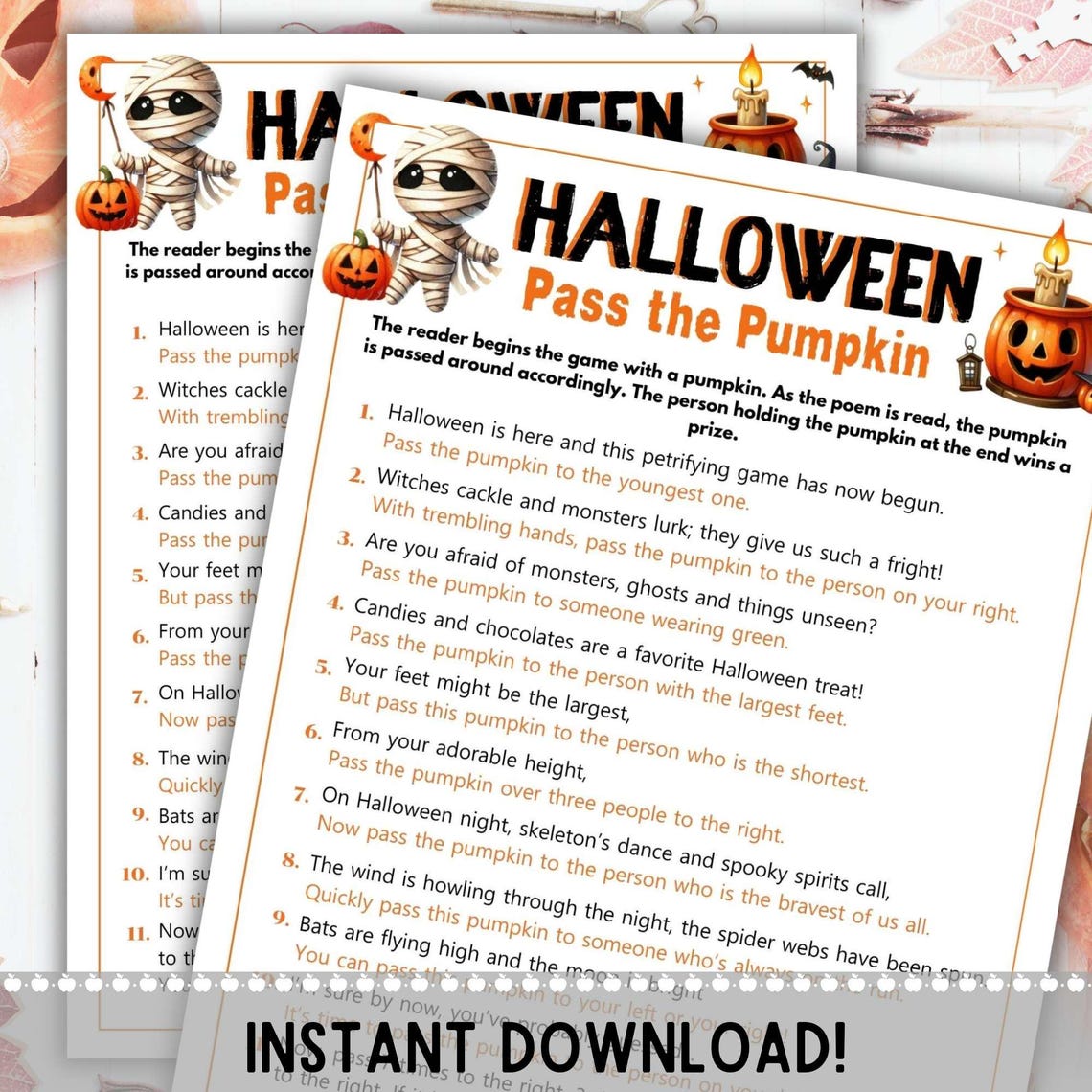 Halloween Pass the Pumpkin, Halloween Pass the Prize Game, Halloween ...