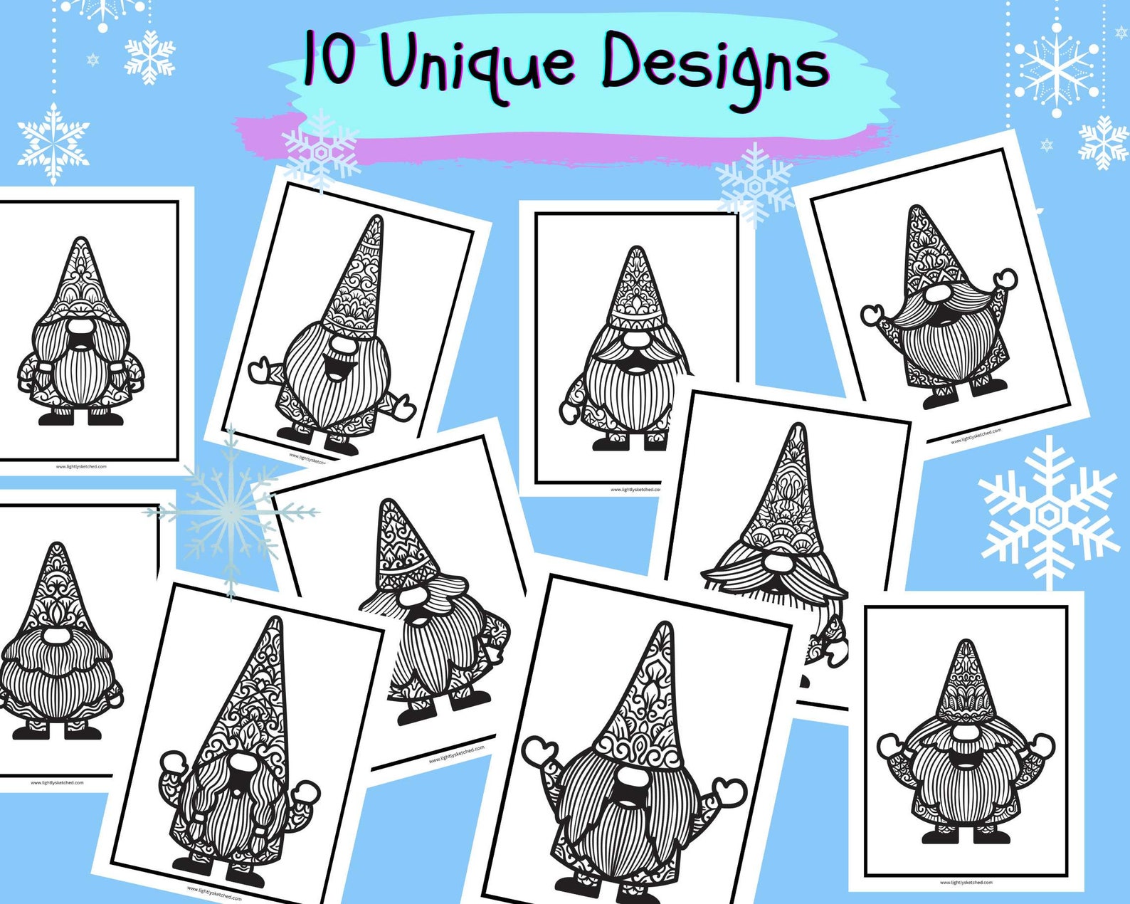 Christmas Gnome Coloring Pages/ Zentangle Activities for Kids ...