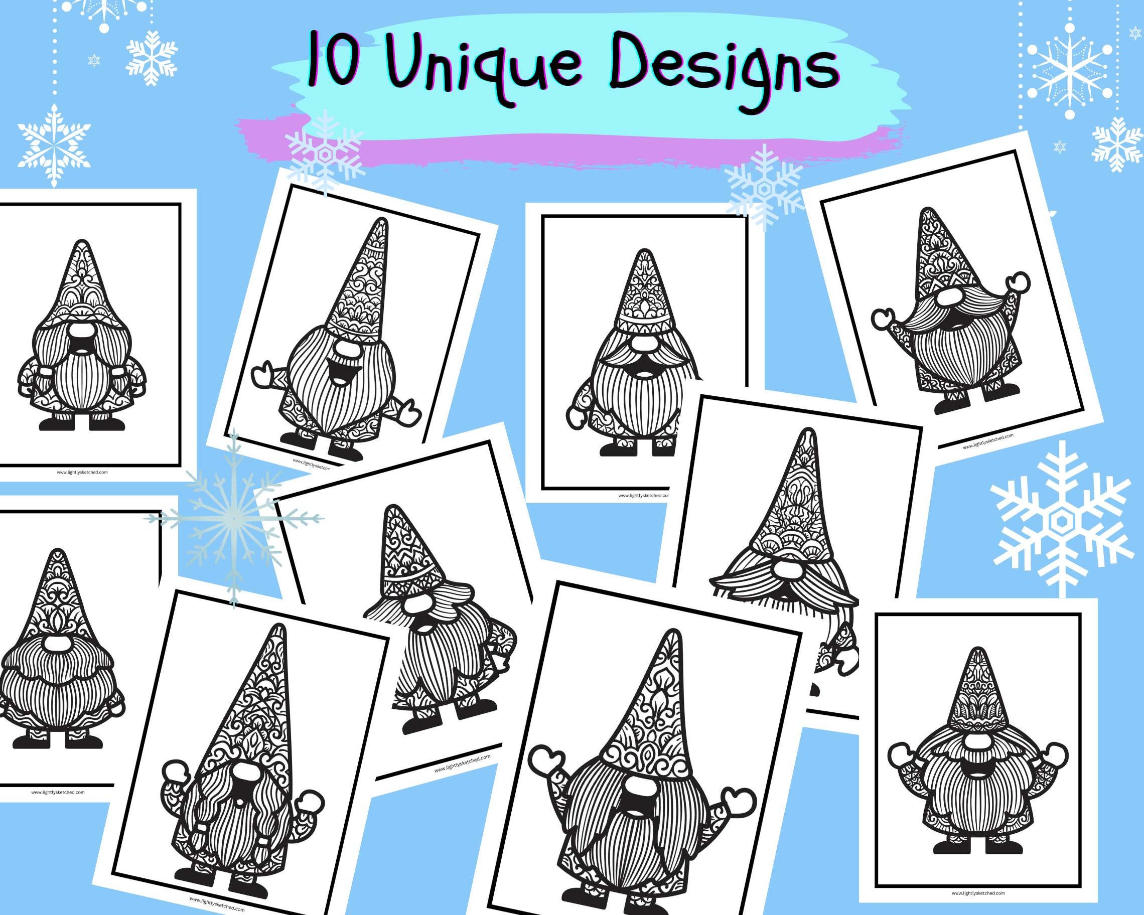 Christmas Gnome Coloring Pages/ Zentangle Activities for Kids ...