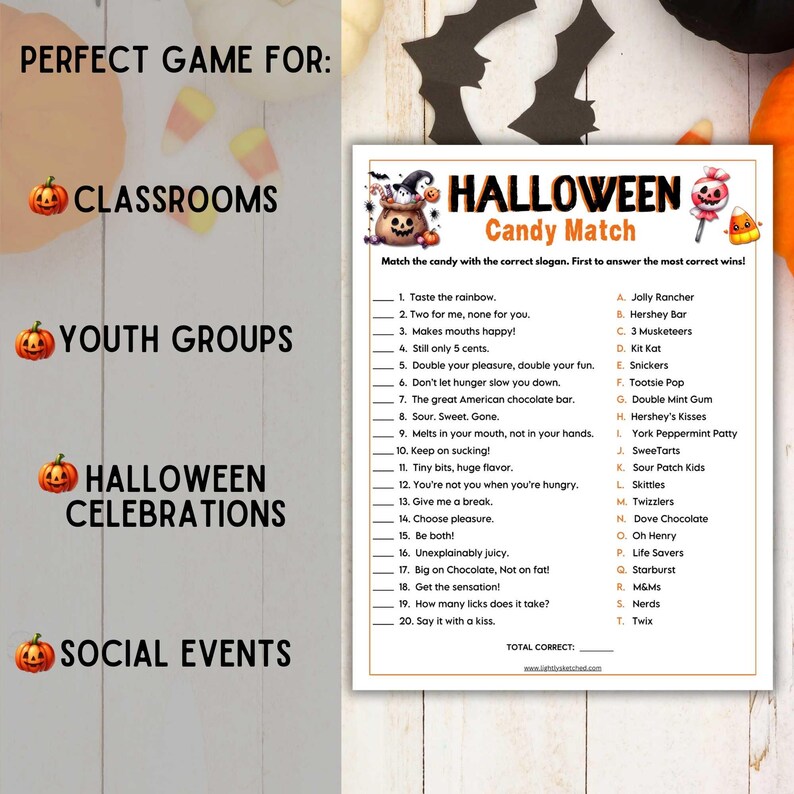 Halloween Candy Match Game, Halloween Trivia, Halloween Party Games ...