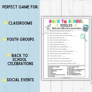 Back to School Riddles Game for Kids, Printable Kids School Games, Back ...