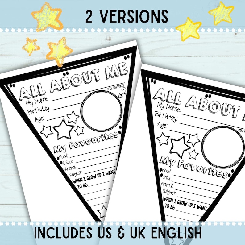 All About Me Banner First Day of School Printable Back to School ...