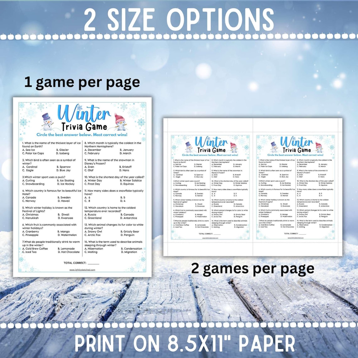 Winter Trivia Game | Printable Winter Games | Winter Game for Adults ...