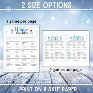 Winter Trivia Game | Printable Winter Games | Winter Game for Adults ...