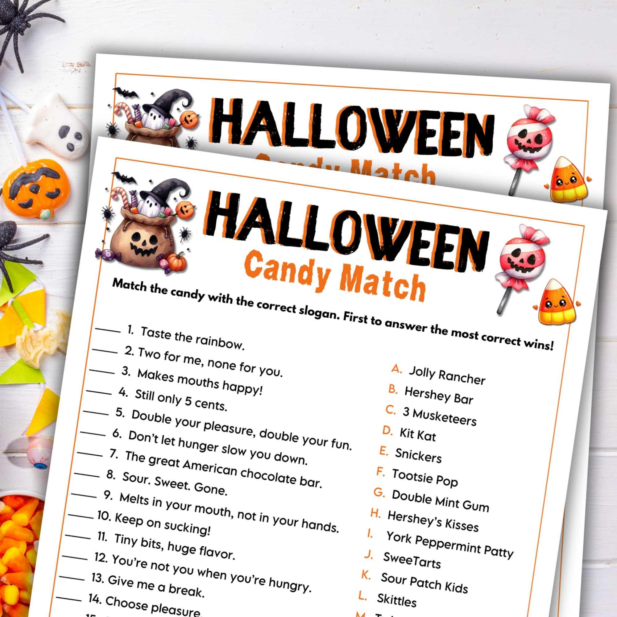 Halloween Candy Match Game, Halloween Trivia, Halloween Party Games ...