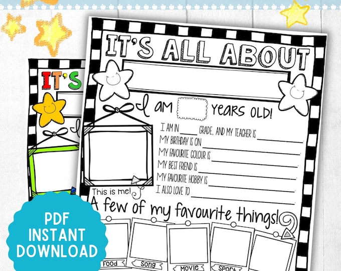 All About Me Banner First Day of School Printable Back to School ...