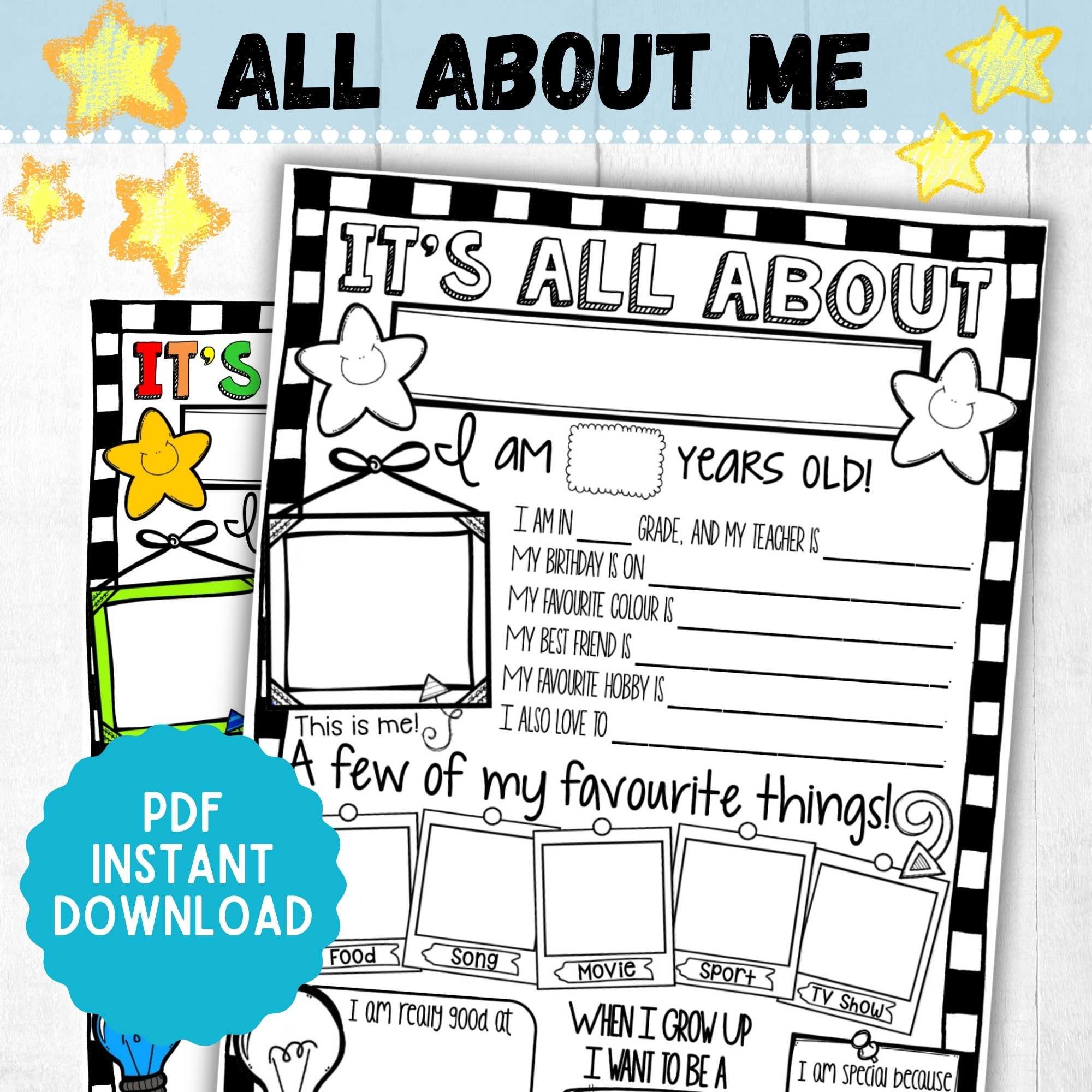 All About Me Printable, Back to School Worksheet Kids, Get to Know Me ...