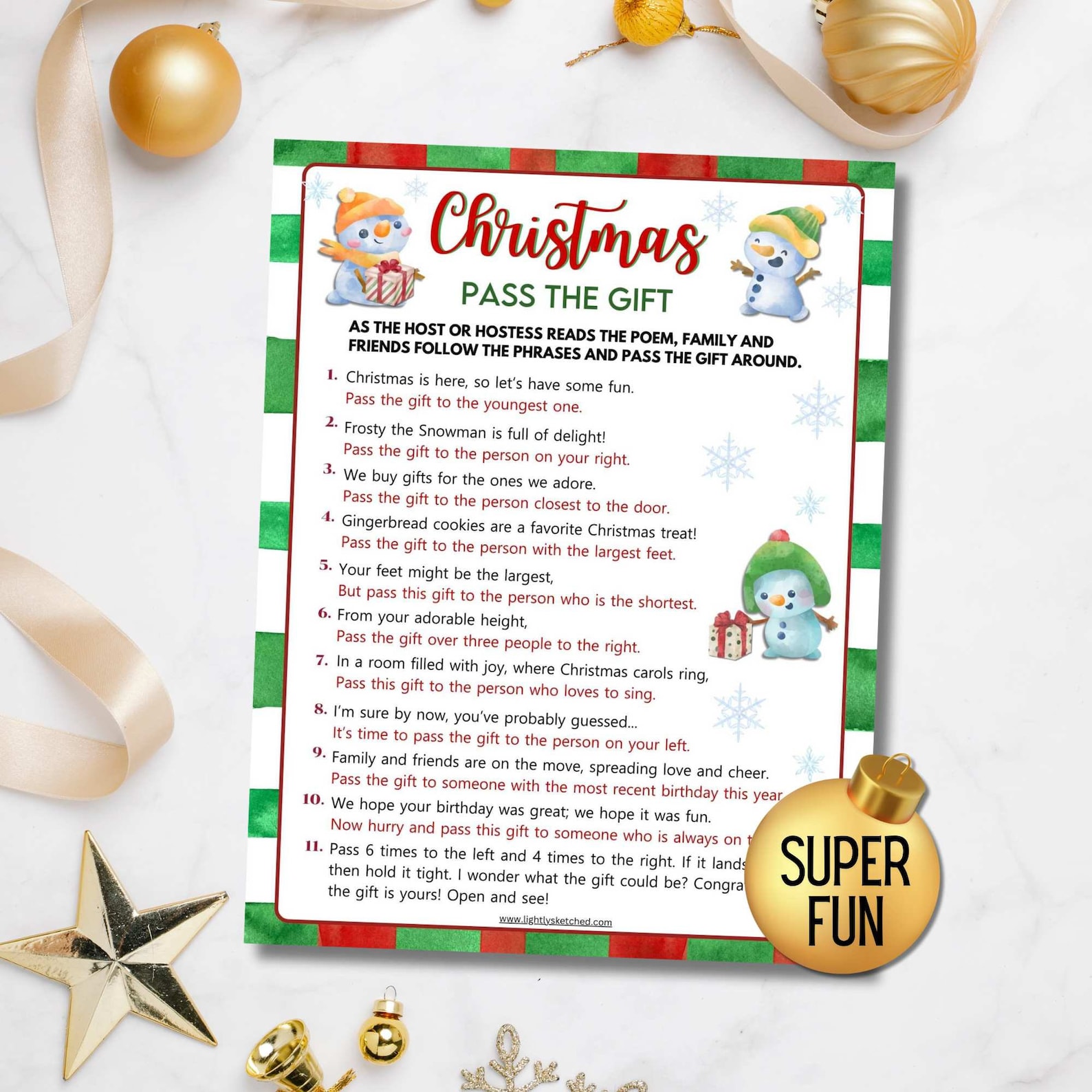 Christmas Game Printable Pass the Gift, Christmas Game, Group Game ...