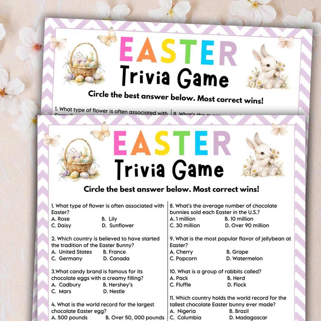 Easter Trivia Game, Easter Trivia Questions, Kid Trivia Game, Teen ...