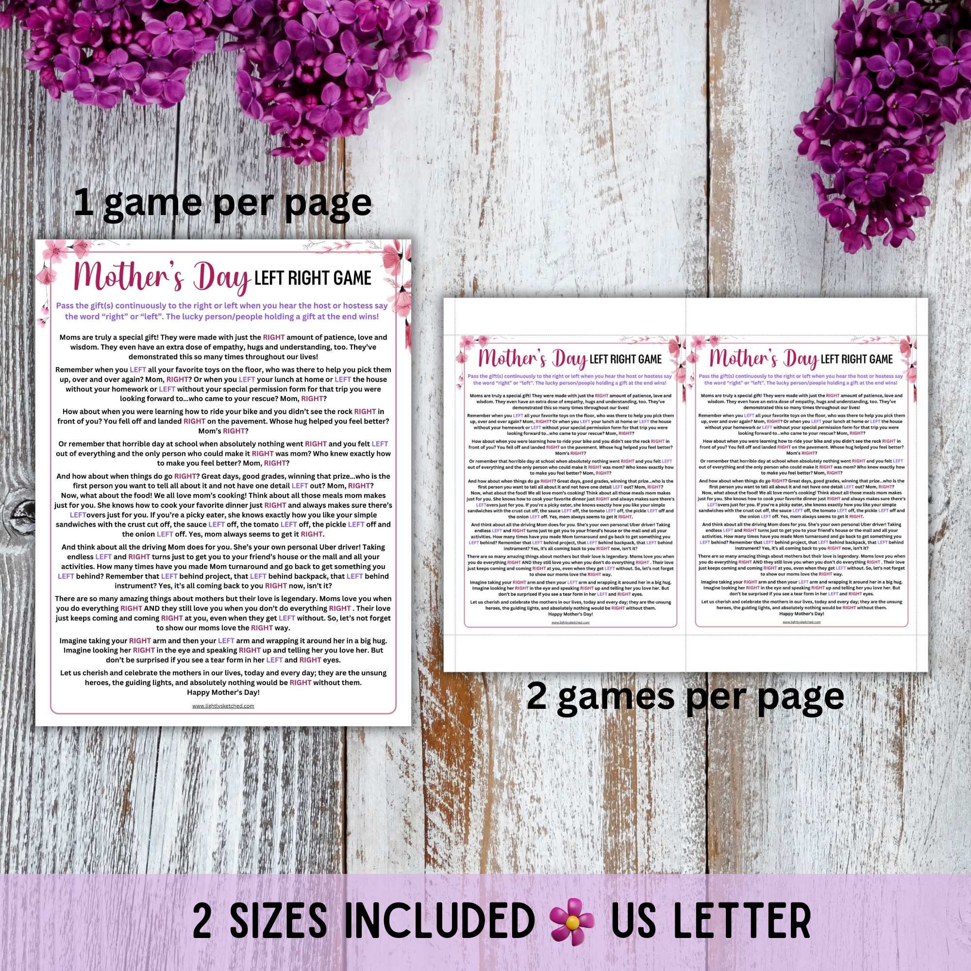 Mothers Day Games, Mothers Day Printable, Mothers Day Left Right Game ...