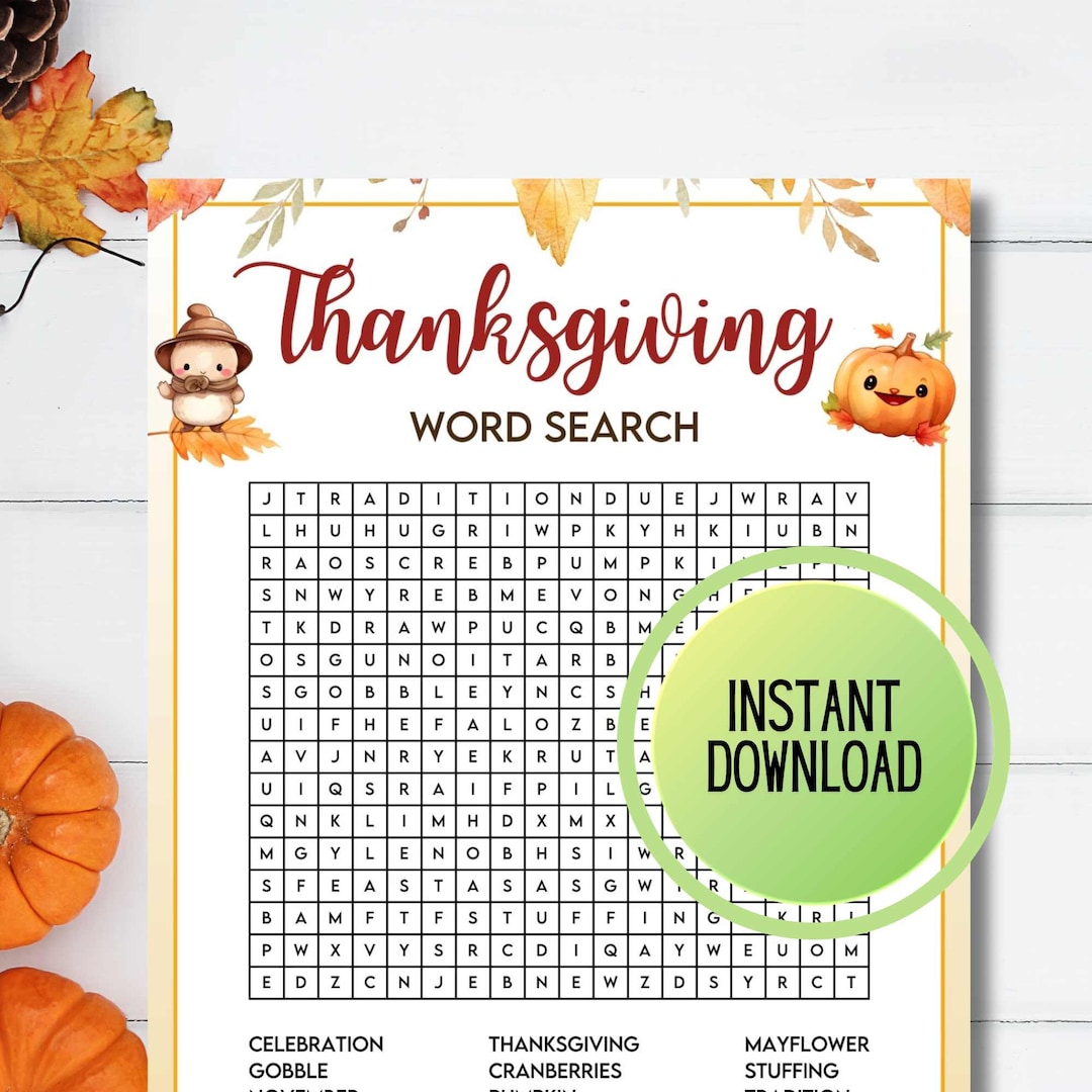 Thanksgiving Word Search Game, Thanksgiving Printable Games ...