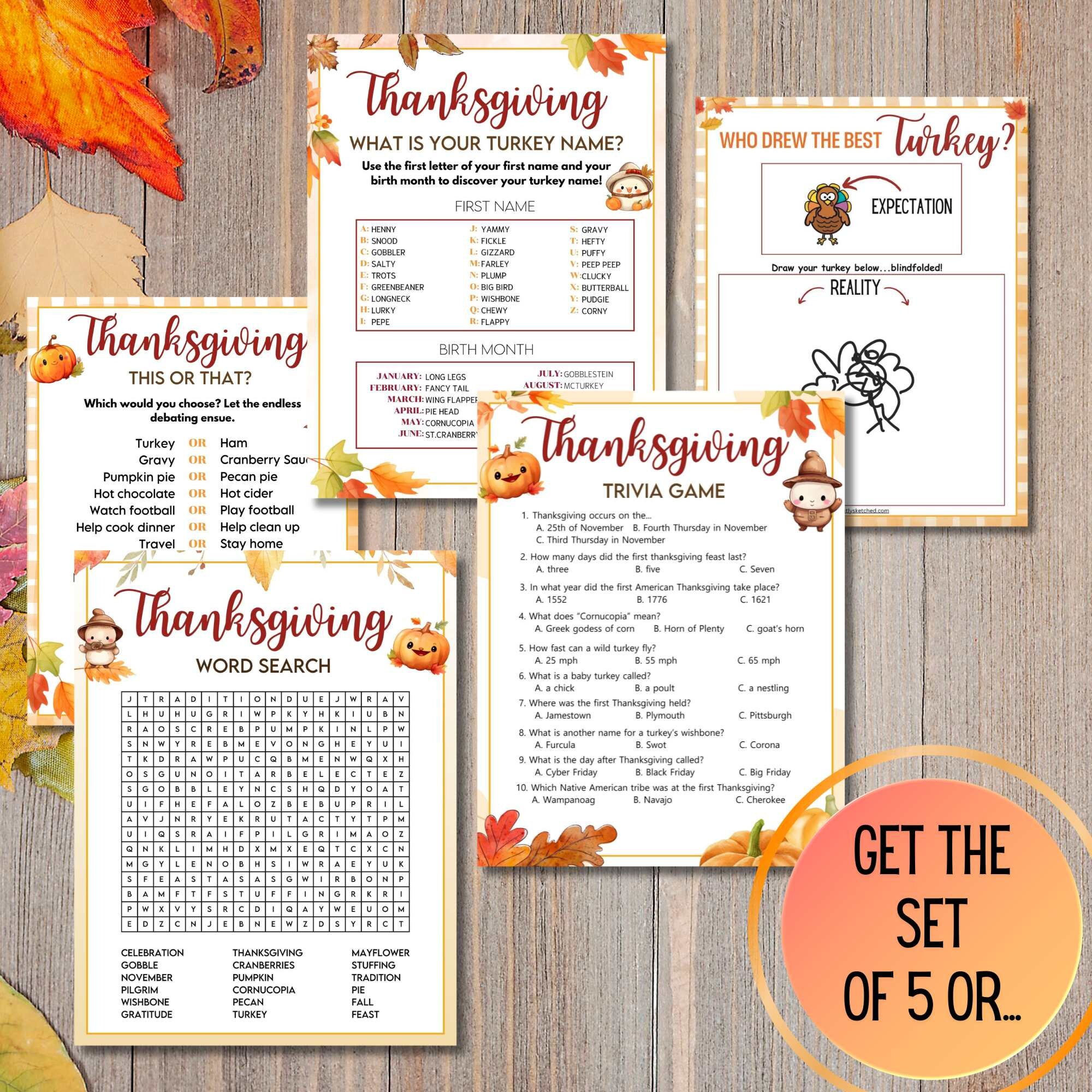 Thanksgiving Trivia Game, Thanksgiving Party Games, Thanksgiving Trivia ...
