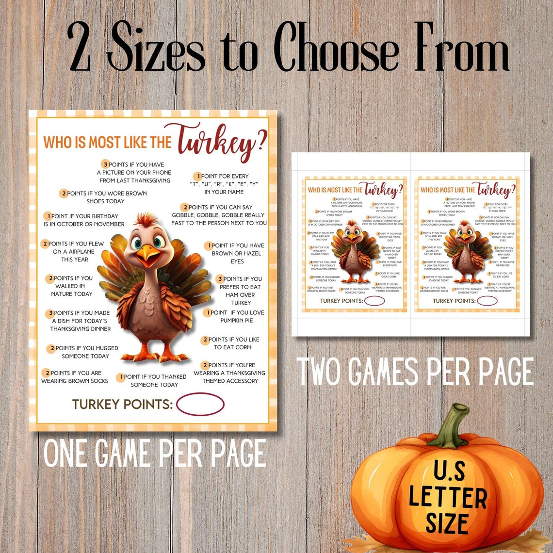 Who is Most Like the Turkey, Thanksgiving Game Printable, Group Game ...