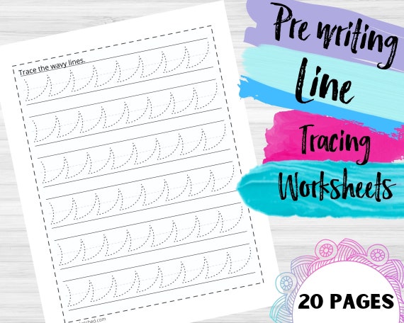 Prewriting Line Tracing Worksheets/letter Tracing for | Etsy