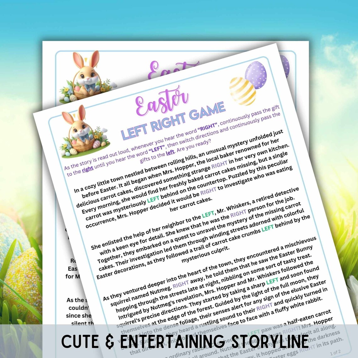 Easter Games Printable, Easter Left Right Game, Easter Activity for ...
