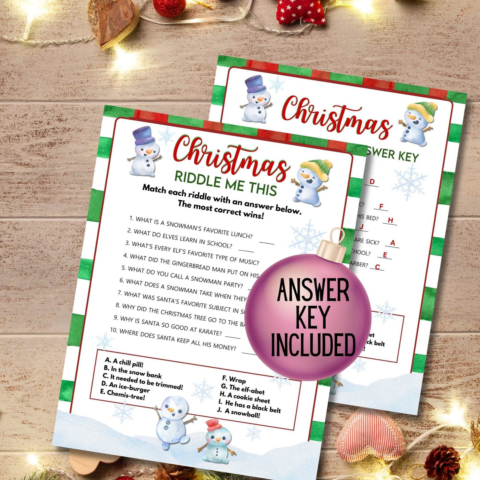 Christmas Riddles, Christmas Riddle Me This Trivia Game, Christmas ...
