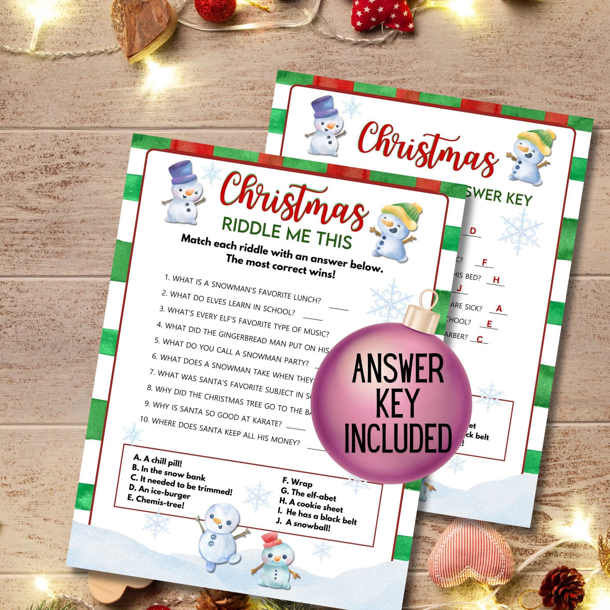 Christmas Riddles, Christmas Riddle Me This Trivia Game, Christmas ...