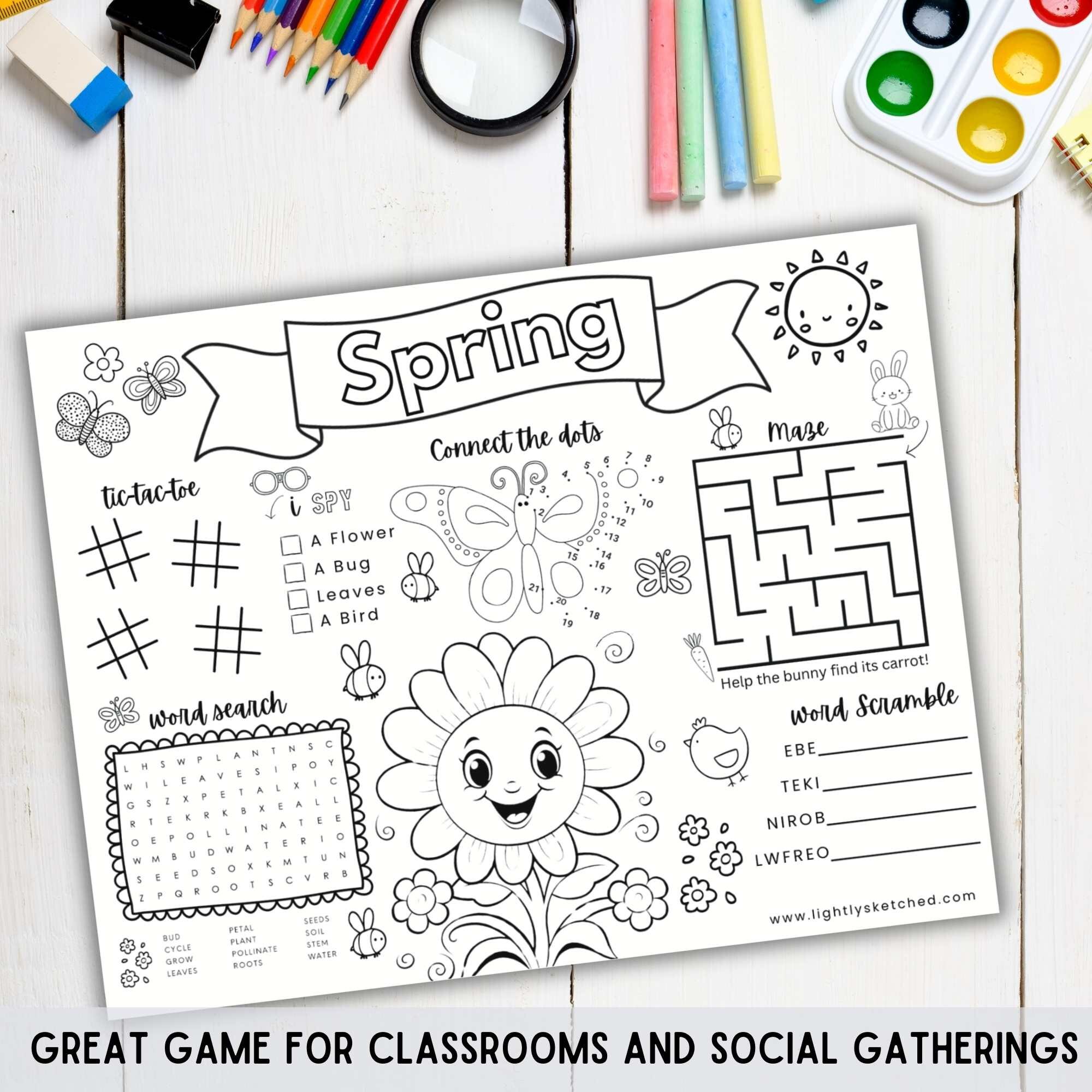 Spring Activity Sheet, Spring Placemat, Spring Activity, Spring ...
