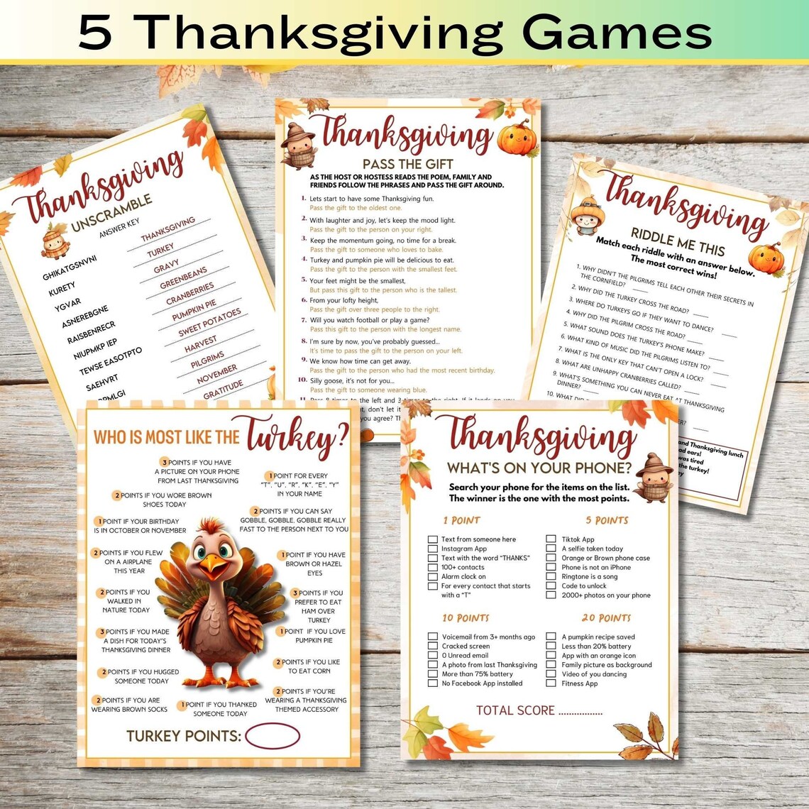 Thanksgiving Games Bundle, Thanksgiving Game Printable, Thanksgiving ...
