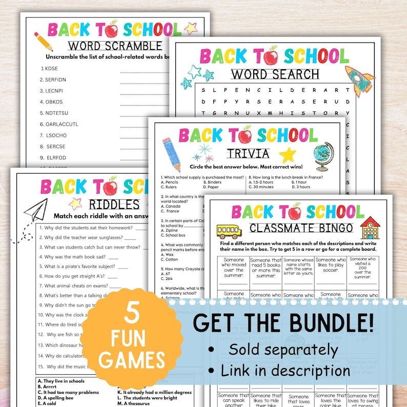 Back to School Trivia Game, First Day of School Activity, Back to ...