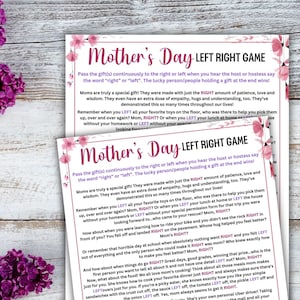 Mothers Day Games, Mothers Day Printable, Mothers Day Left Right Game ...