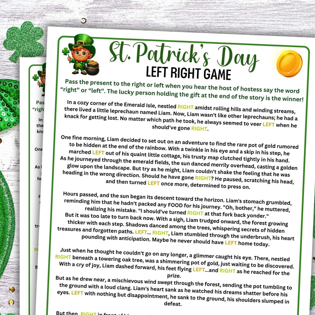 St. Patrick’s Day Left Right Game, Fun St. Patrick’s Day Activity for ...