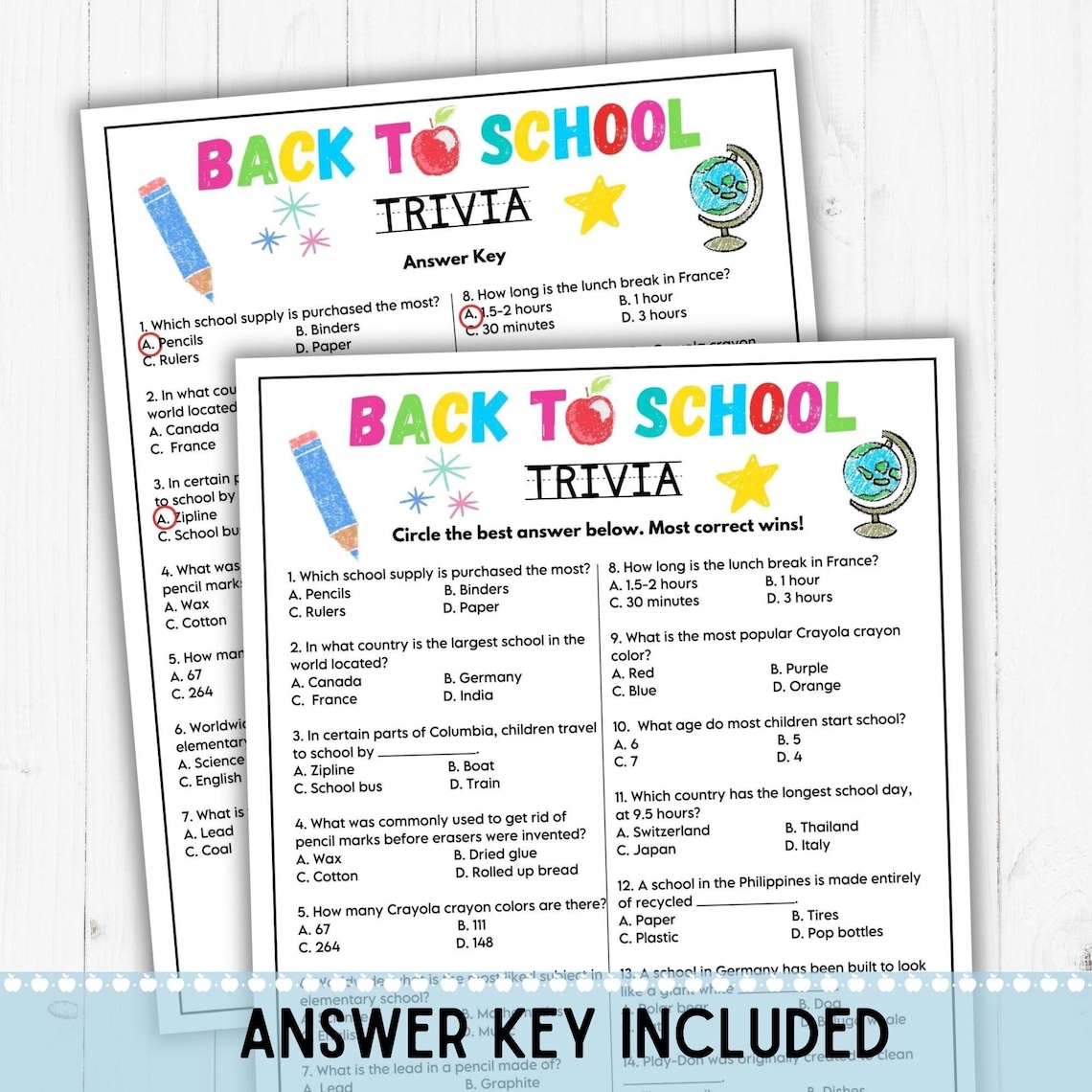 Back to School Trivia Game, First Day of School Activity, Back to ...