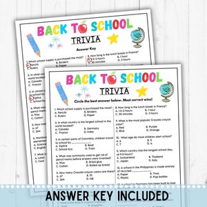Back to School Trivia Game, First Day of School Activity, Back to ...