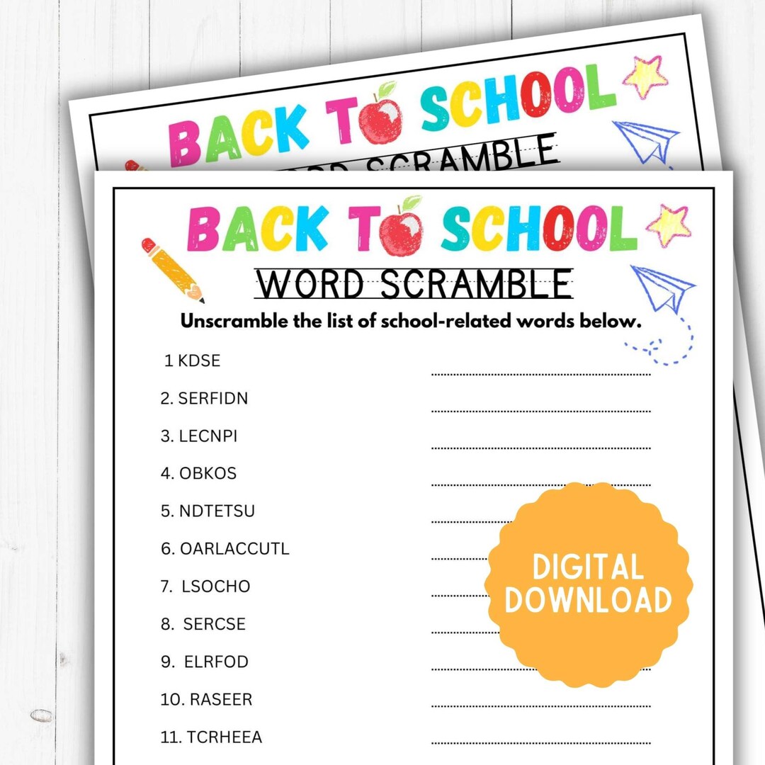 Back to School Word Scramble | Back to School Games | Back to School ...