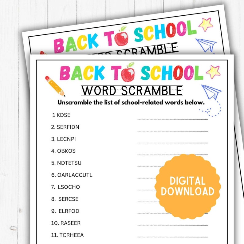 Back to School Word Scramble | Back to School Games | Back to School ...