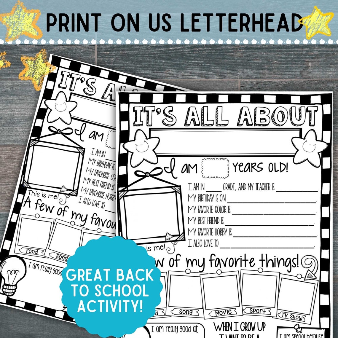All About Me Printable, Back to School Worksheet Kids, Get to Know Me ...