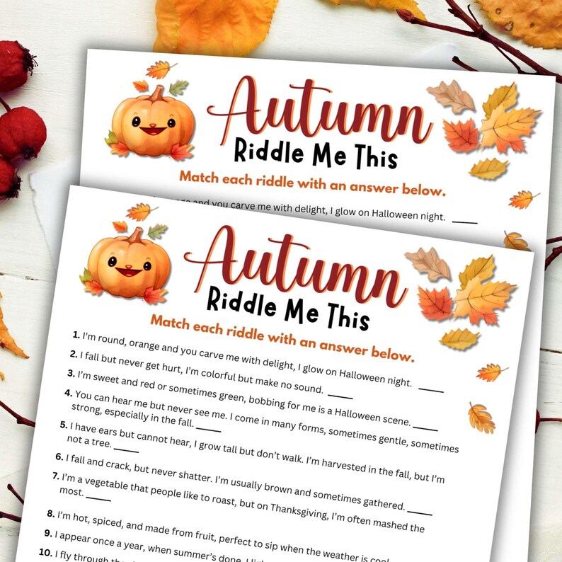 Fall Riddle Me This Game, Printable Autumn Game, Fall Riddles, Fall ...