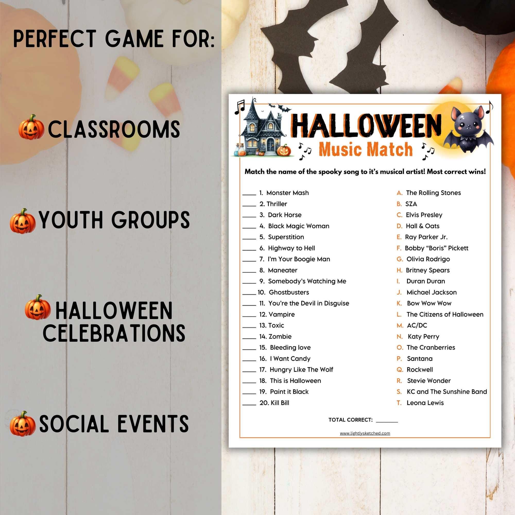 Halloween Song Match, Halloween Party Games, Halloween Trivia Game ...